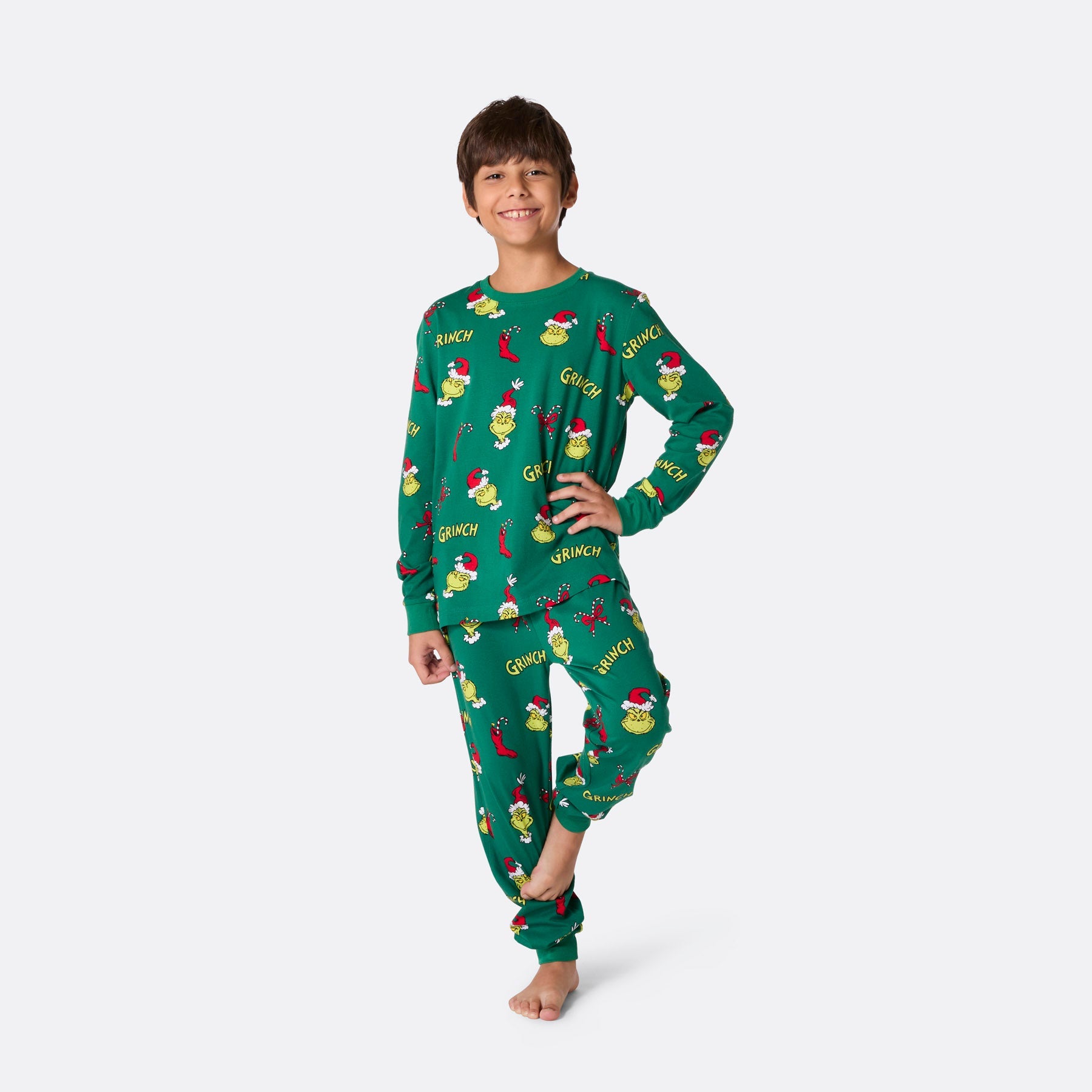 Grinchen Julpyjamas Barn – SillySanta.se