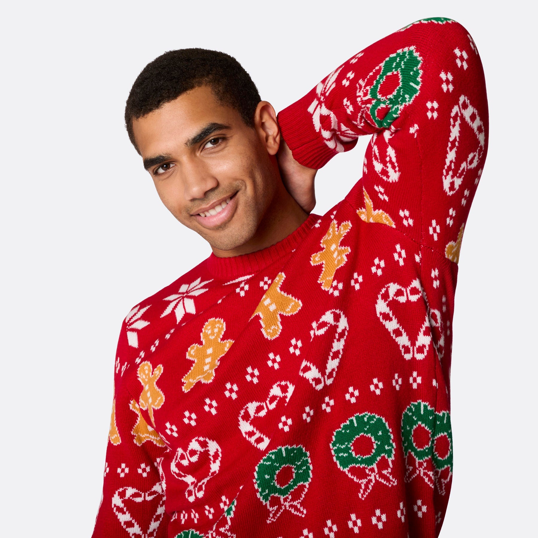 Klassisk Stickad Röd Jultröja Herr – SillySanta.se